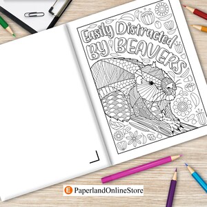 Beaver Coloring Book, Coloring Books for Adults, Gifts for Animal ...