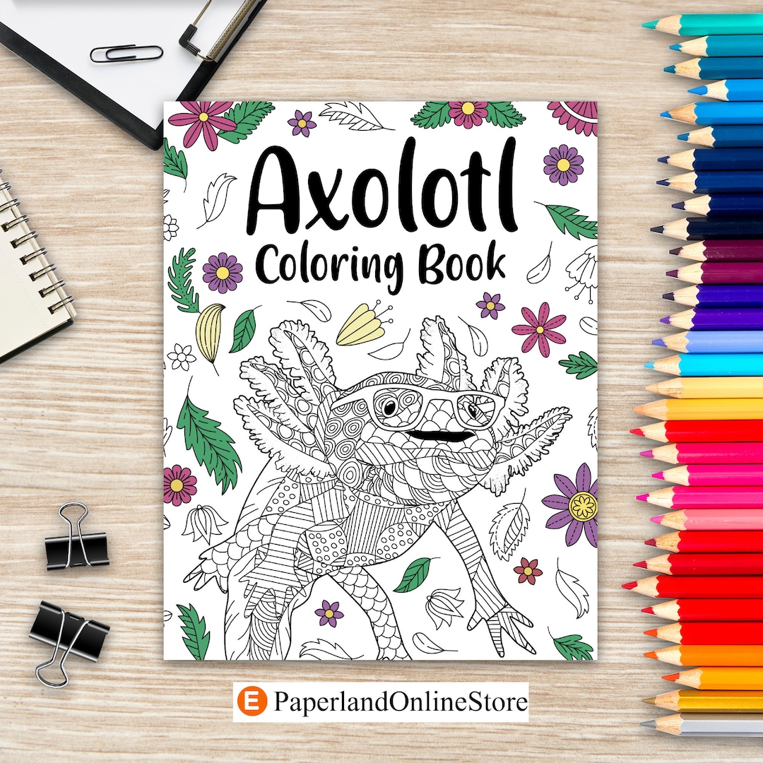 Axolotl Coloring Book, Mandala Crafts & Hobbies Zentangle Books, Funny ...