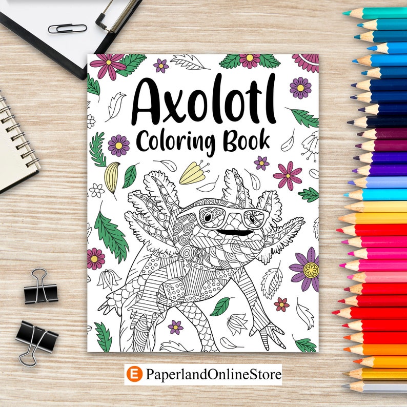 Axolotl Coloring Book Mandala Crafts & Hobbies Zentangle - Etsy