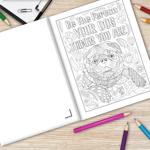 Pug Dog Coloring Book, Adult Coloring Book, Funny Dog Coloring, Animal ...
