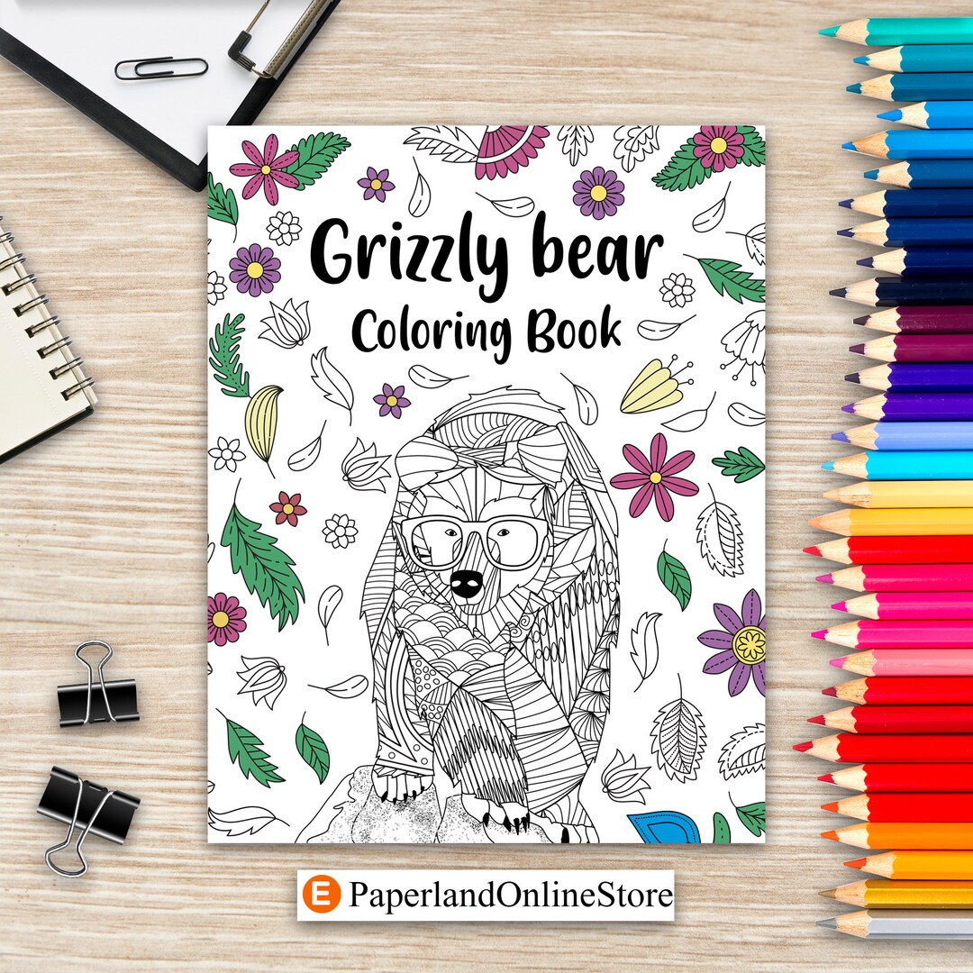 Grizzly Bear Coloring Book, Adult Crafts & Hobbies Coloring Books ...