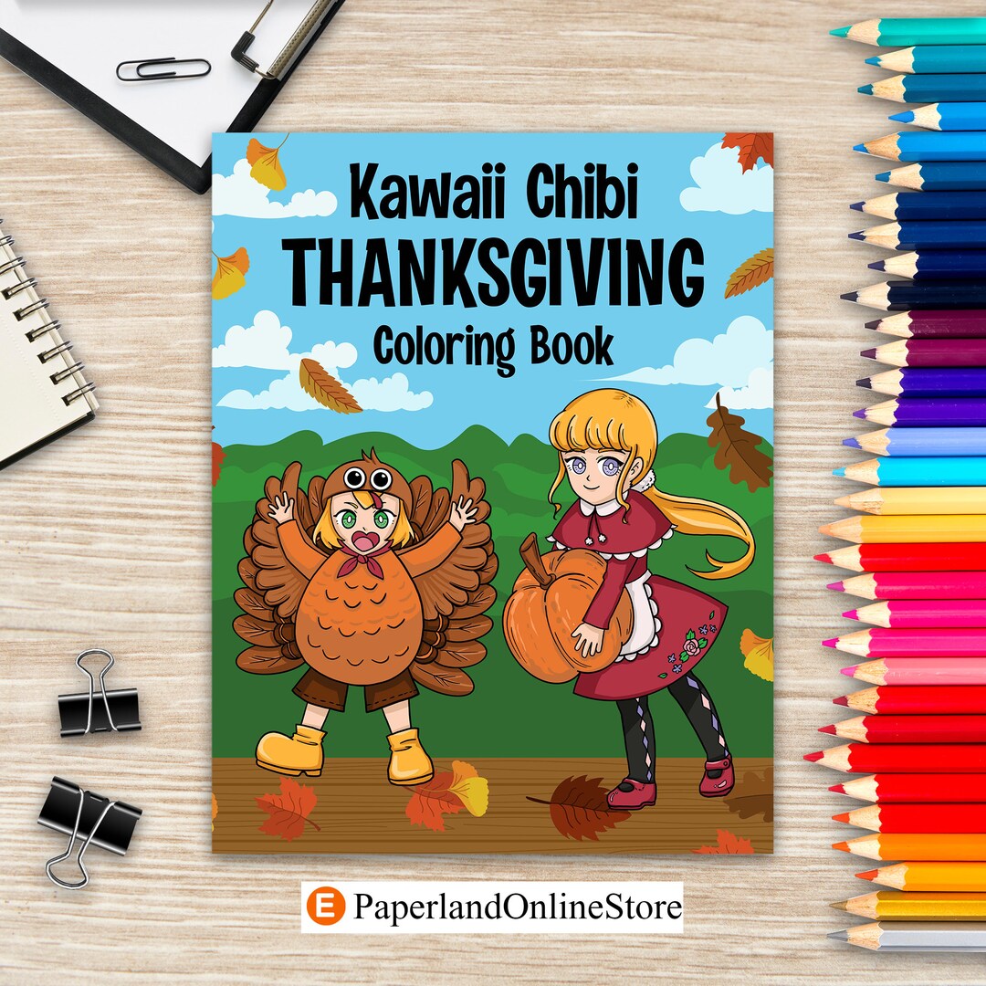 Kawaii Chibi Thanksgiving Coloring Book: Anime Manga Style - Etsy