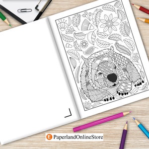 Wombats Coloring Book, Zentangle Animal, Floral and Mandala Style ...
