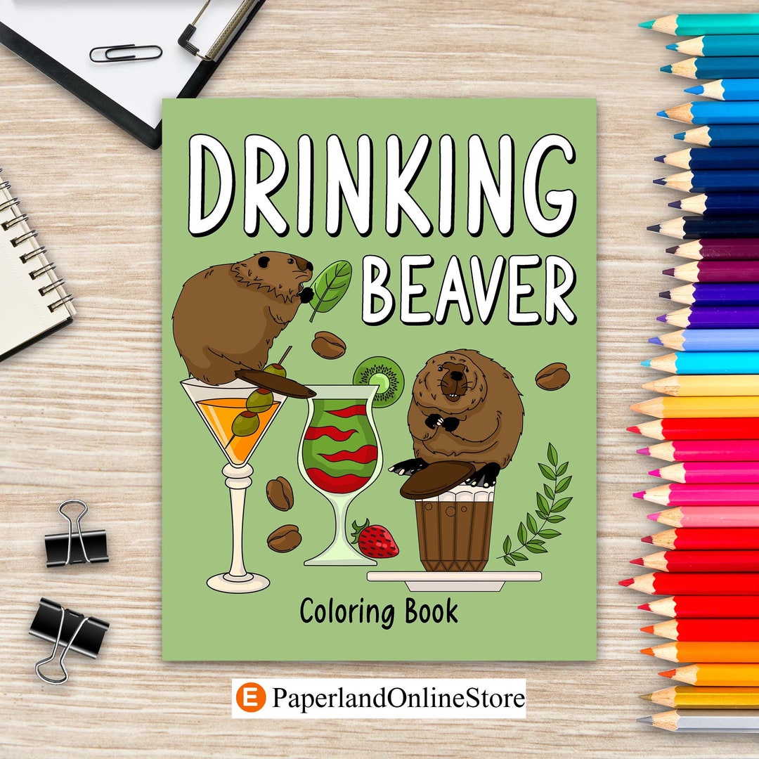 Drinking Beaver Coloring Book, Coloring Books for Adult, Zoo Animal ...