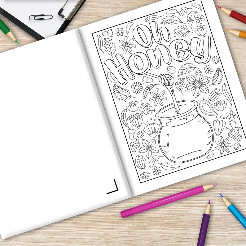 Bee Coloring Book Adult Coloring Book Bee Lover Gift Floral - Etsy