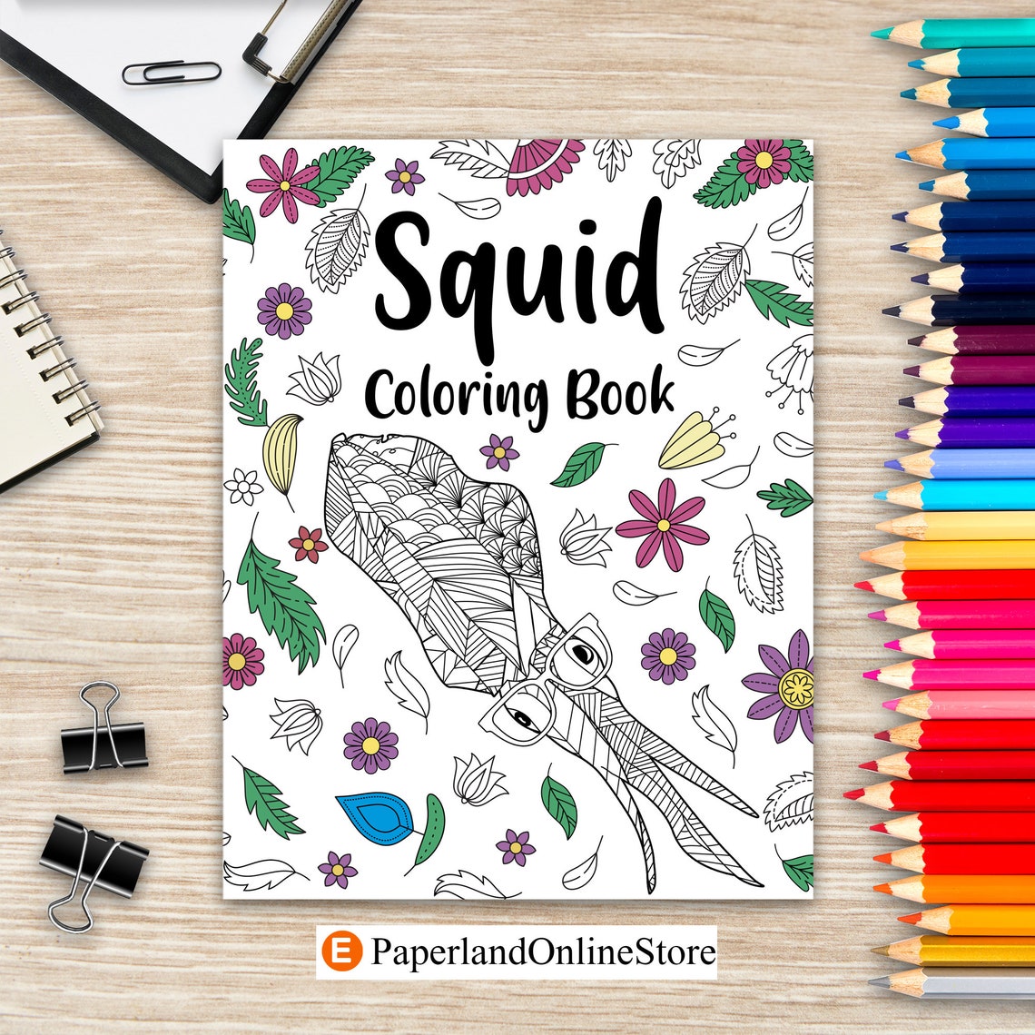 Squid Coloring Book Activity Coloring Books for Adults - Etsy