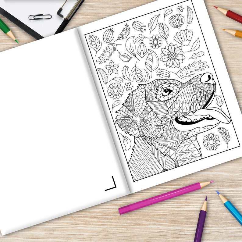 Golden Retriever Coloring Book, Adult Coloring Book, Dog Lover Gifts ...