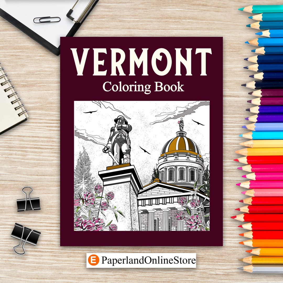 Vermont Coloring Book: USA Landmarks, Stress Relief Activity - Etsy