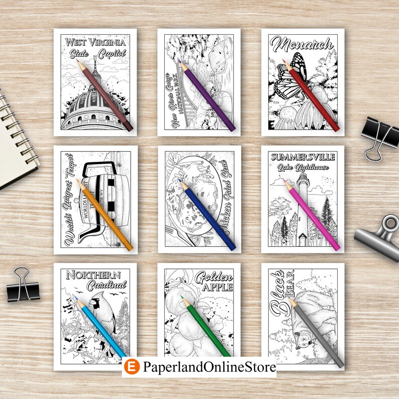 West Virginia Coloring Book Adult Painting on USA States - Etsy