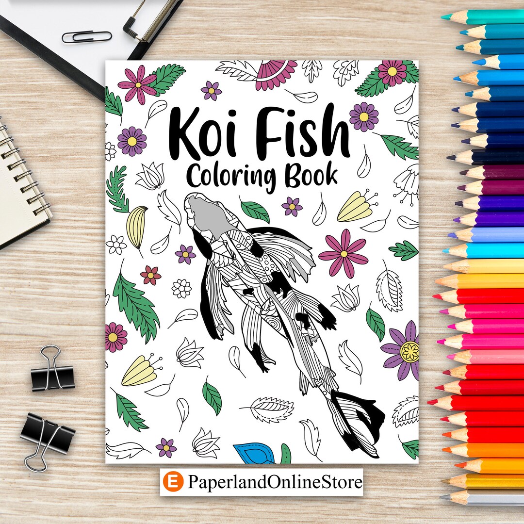 Koi Fish Coloring Book, Adult Crafts & Hobbies Coloring Books, Floral ...