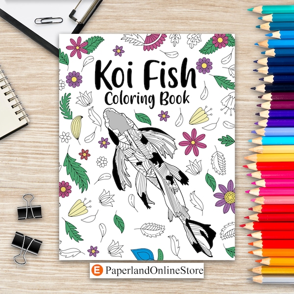 Koi Coloring Page - Etsy