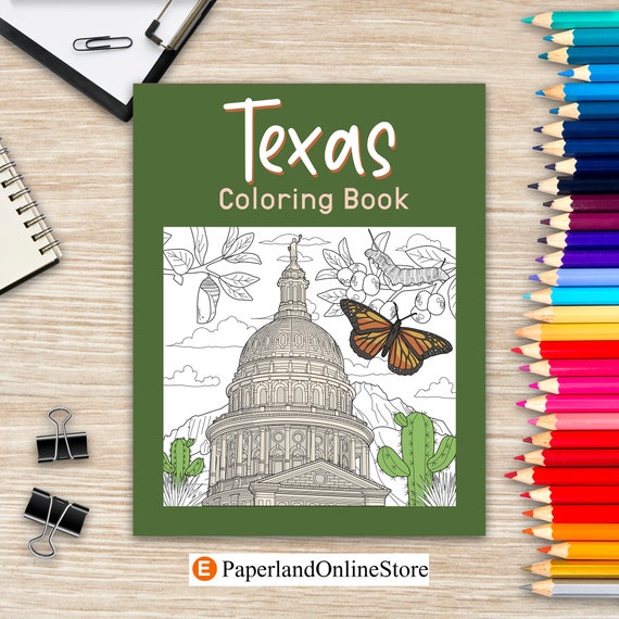 Texas Coloring Book Adult Coloring Pages Painting on USA - Etsy