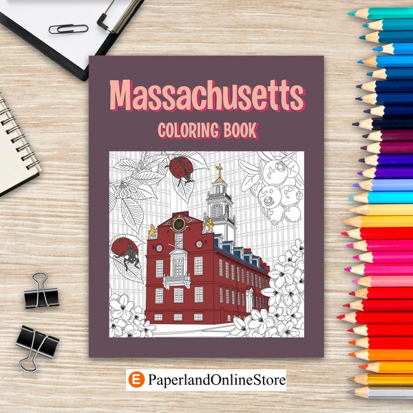 Massachusetts Coloring Page - Etsy