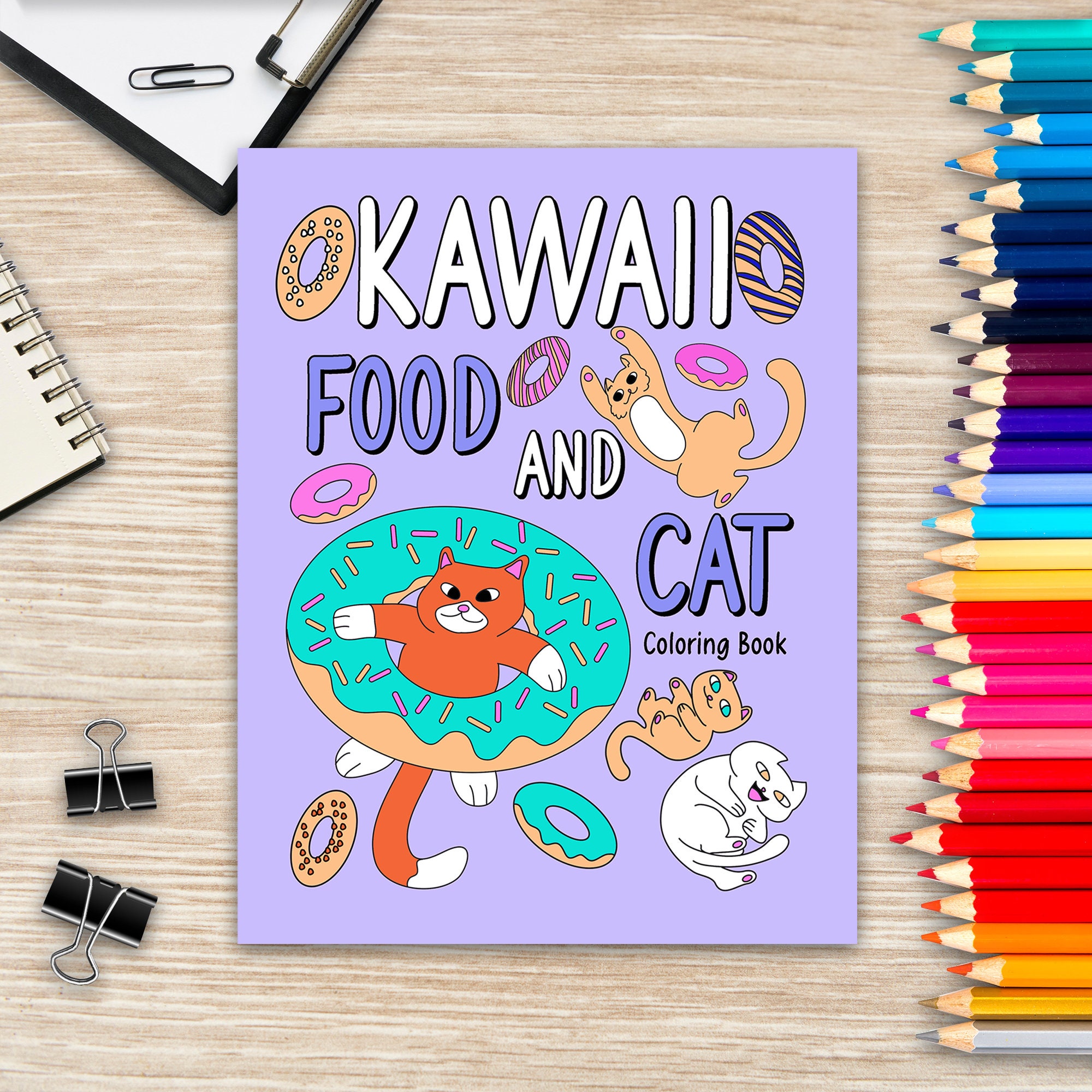 Kawaii Food and Cat Coloring Book, A Hilarious Fun Coloring Gift Book ...