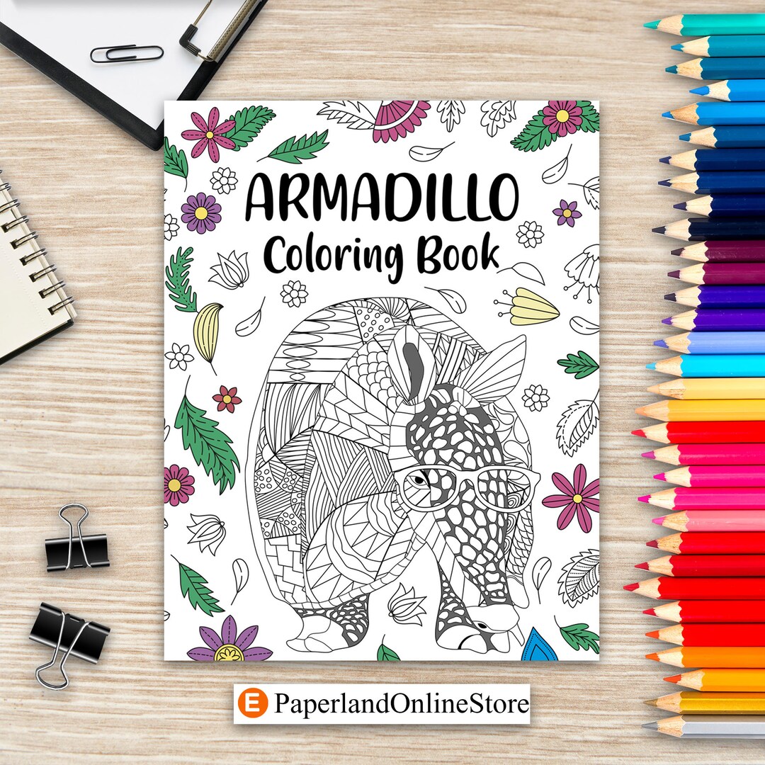 Armadillo Coloring Book, Mandala Crafts & Hobbies Zentangle Animal ...