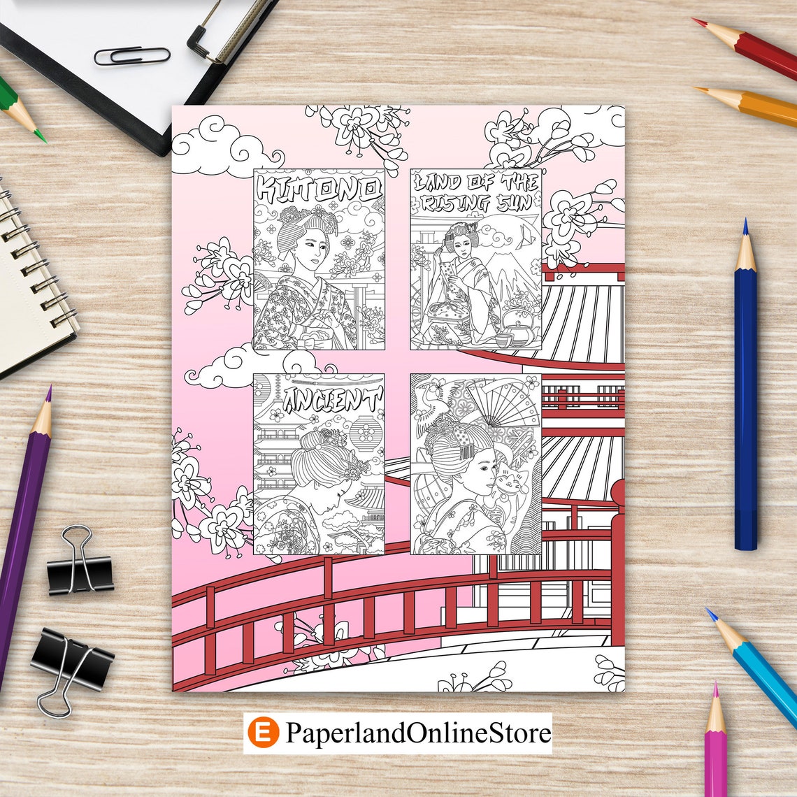 Geisha Coloring Book Coloring Books for Adults Geisha Fans - Etsy
