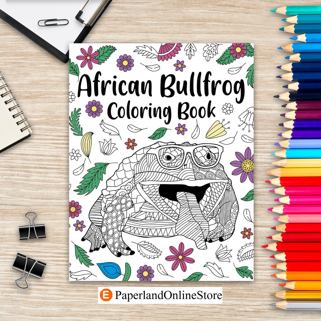 African Bullfrog Coloring Book, Coloring Books for Adult, Floral ...