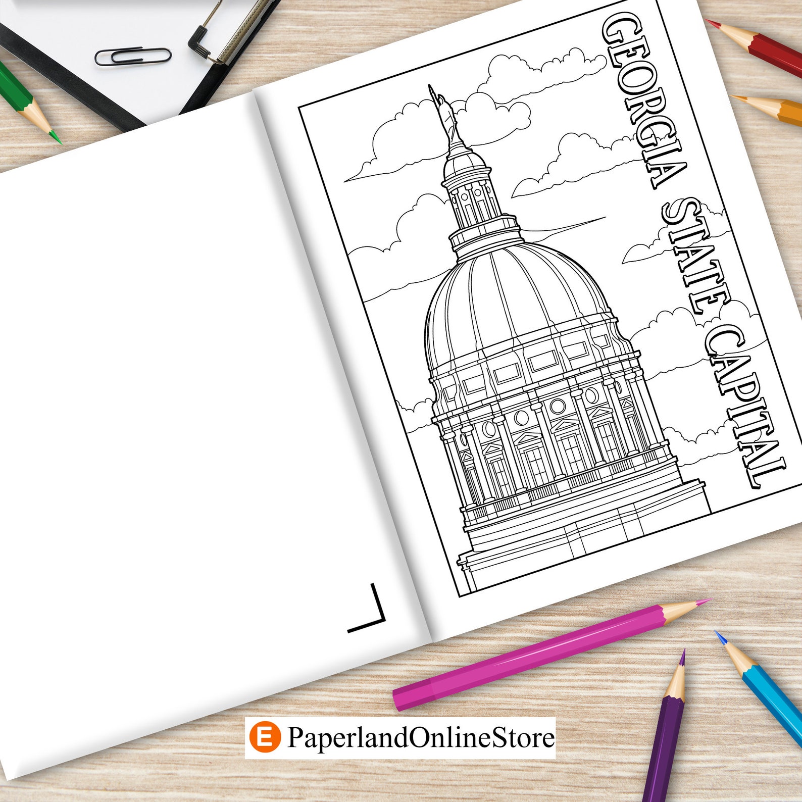 Georgia Coloring Book Adult Coloring Pages Painting on USA - Etsy