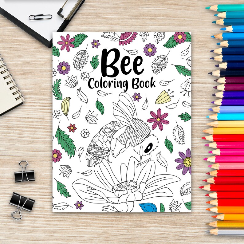 Bee Coloring Book Adult Coloring Book Bee Lover Gift Floral - Etsy