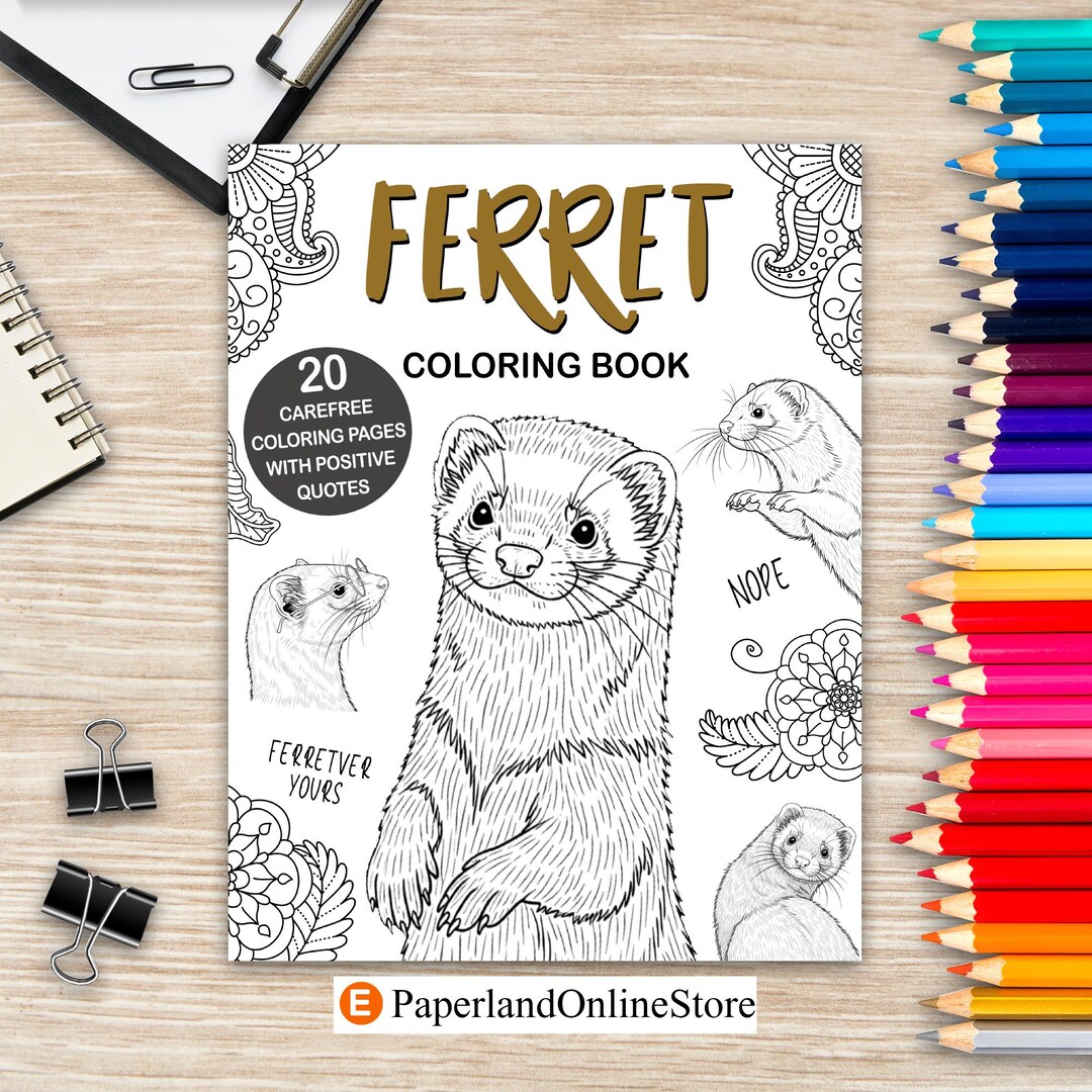 Ferret Coloring Book: Mandala Designs, Funny Quotes, Stress Relief Art ...