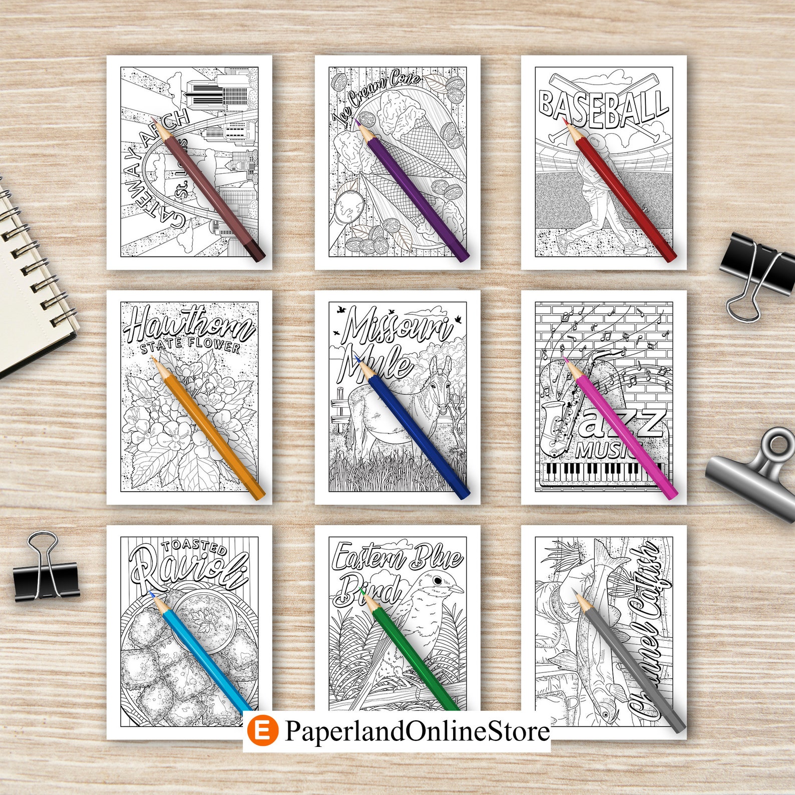 Missouri Coloring Book Adult Coloring Page Painting on USA - Etsy