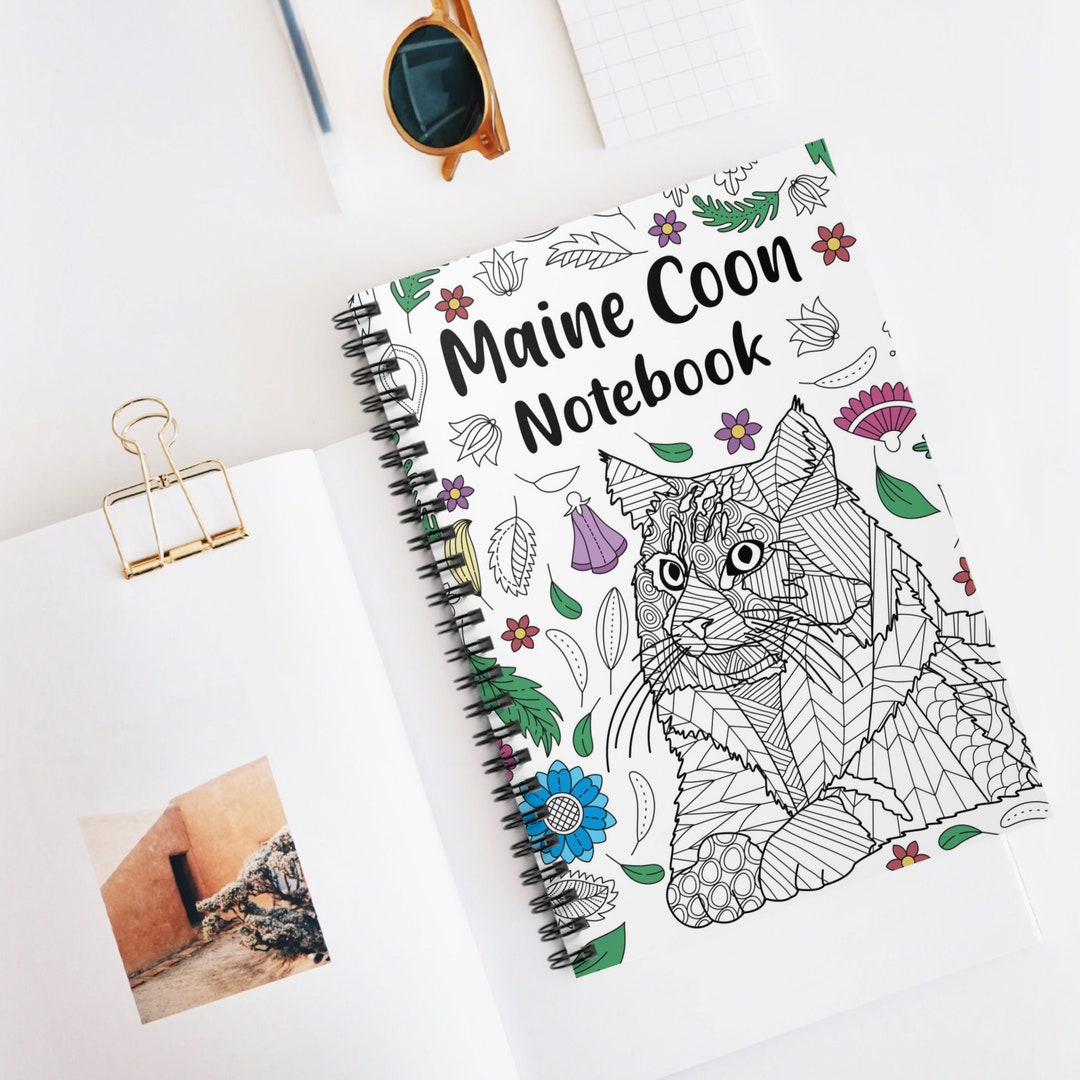 Maine Coon Spiral Notebook, Ruled Line, Personalized Coloring Zentagle ...