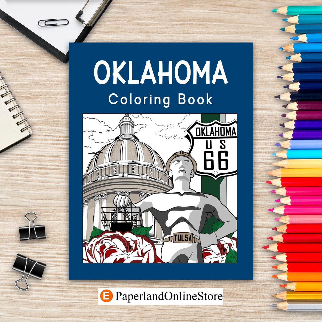 Oklahoma Coloring Book: USA Landmarks, Stress Relief Activity - Etsy