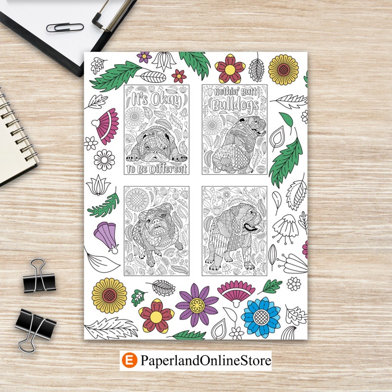 English Bulldog Coloring Book Zentangle Coloring Books for - Etsy