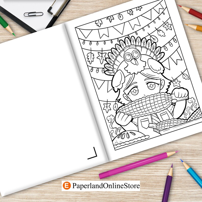 Kawaii Chibi Thanksgiving Coloring Book for Kids and Adults - Etsy