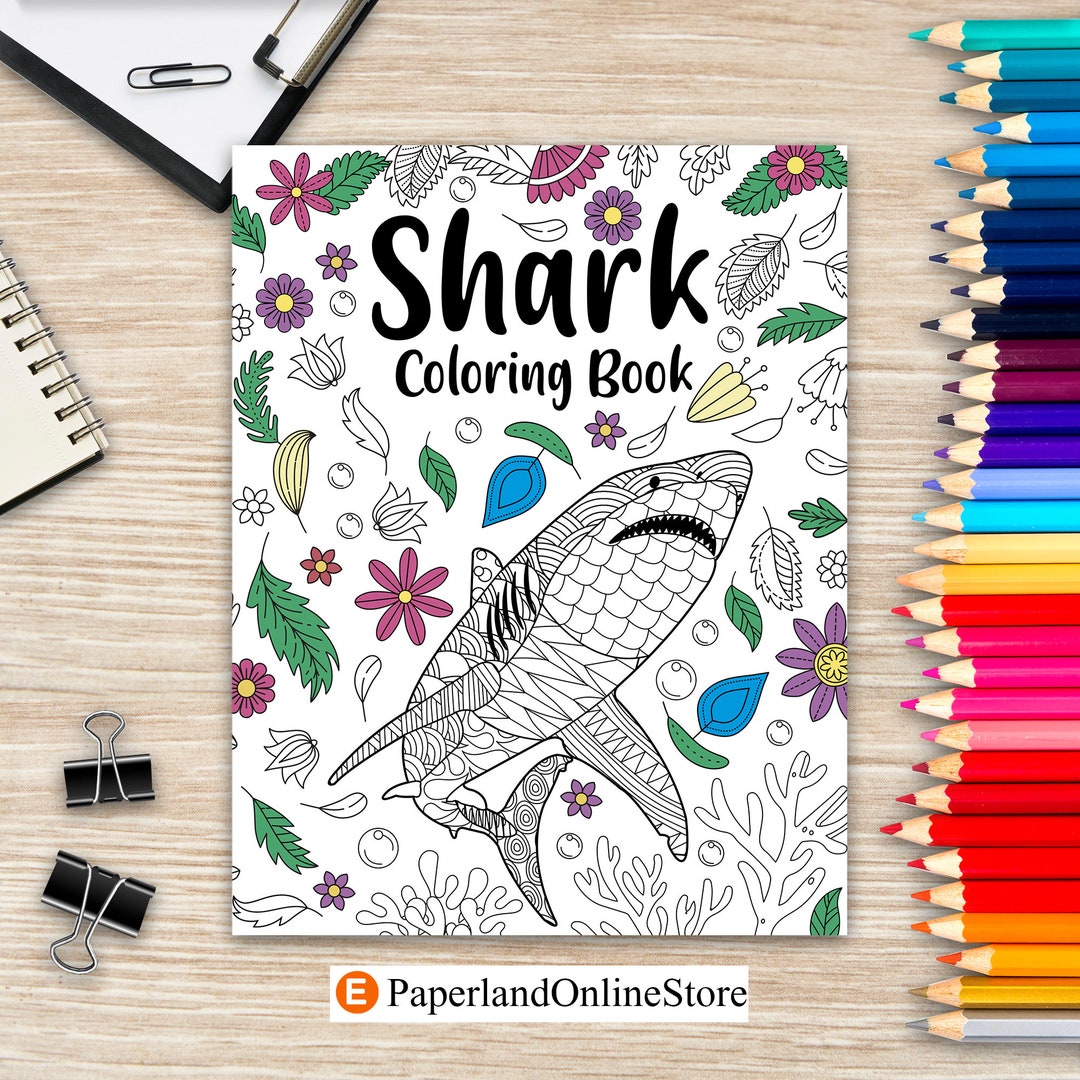 Shark Coloring Book, Coloring Books for Adults, Shark Zentangle ...