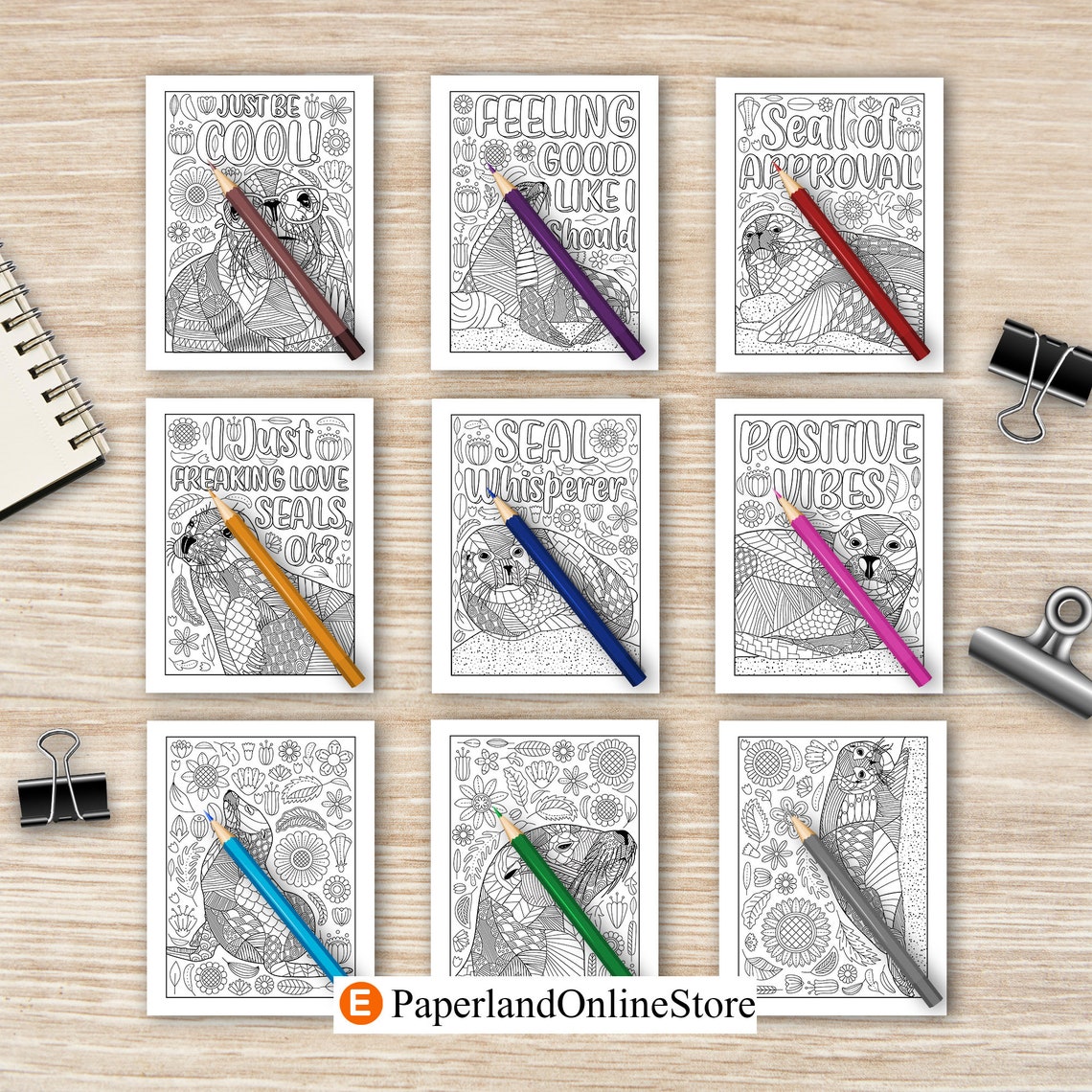 Harp Seal Coloring Book, Coloring Book for Adults, Gift for Painting ...