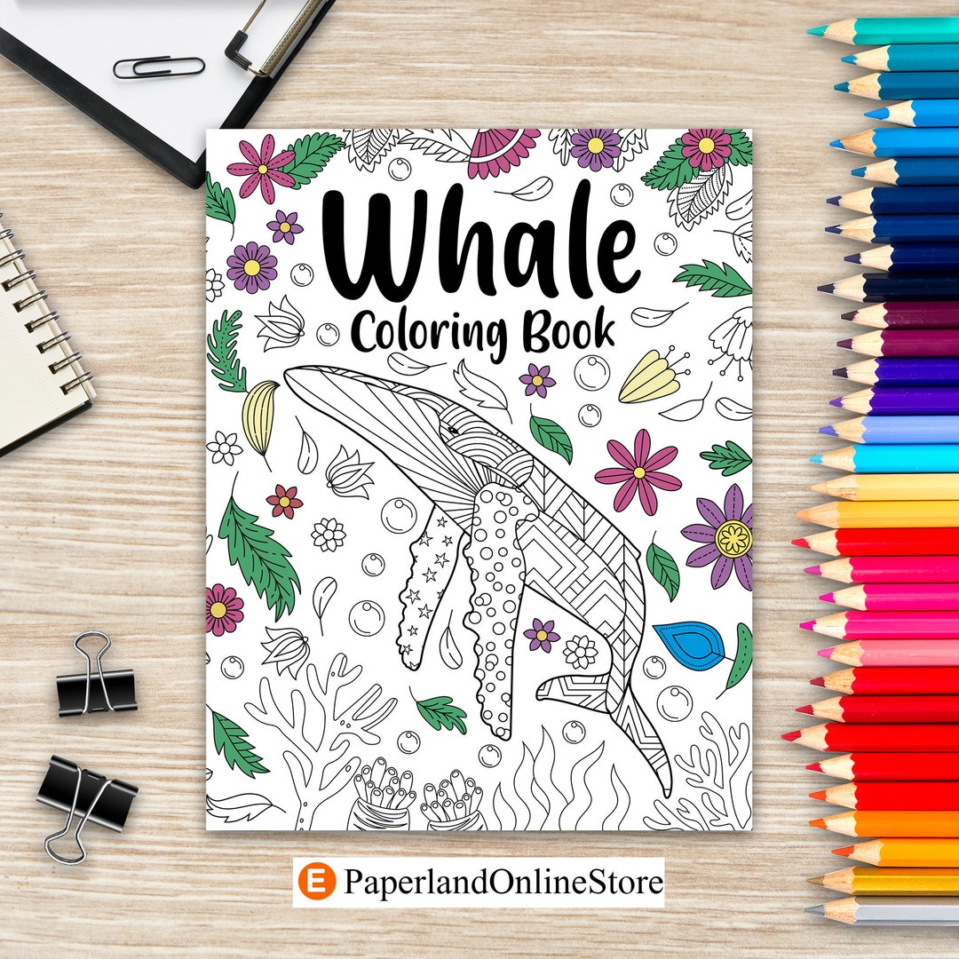 Whale Coloring Book, Coloring Books for Adults, Whale Zentangle ...