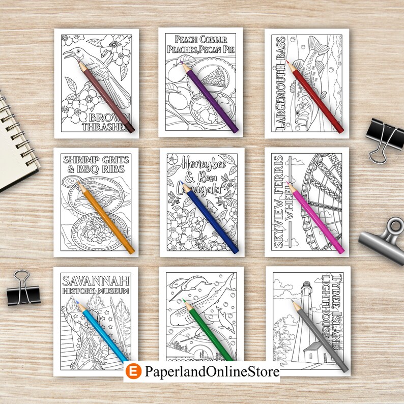 Georgia Coloring Book Adult Coloring Pages Painting on USA - Etsy