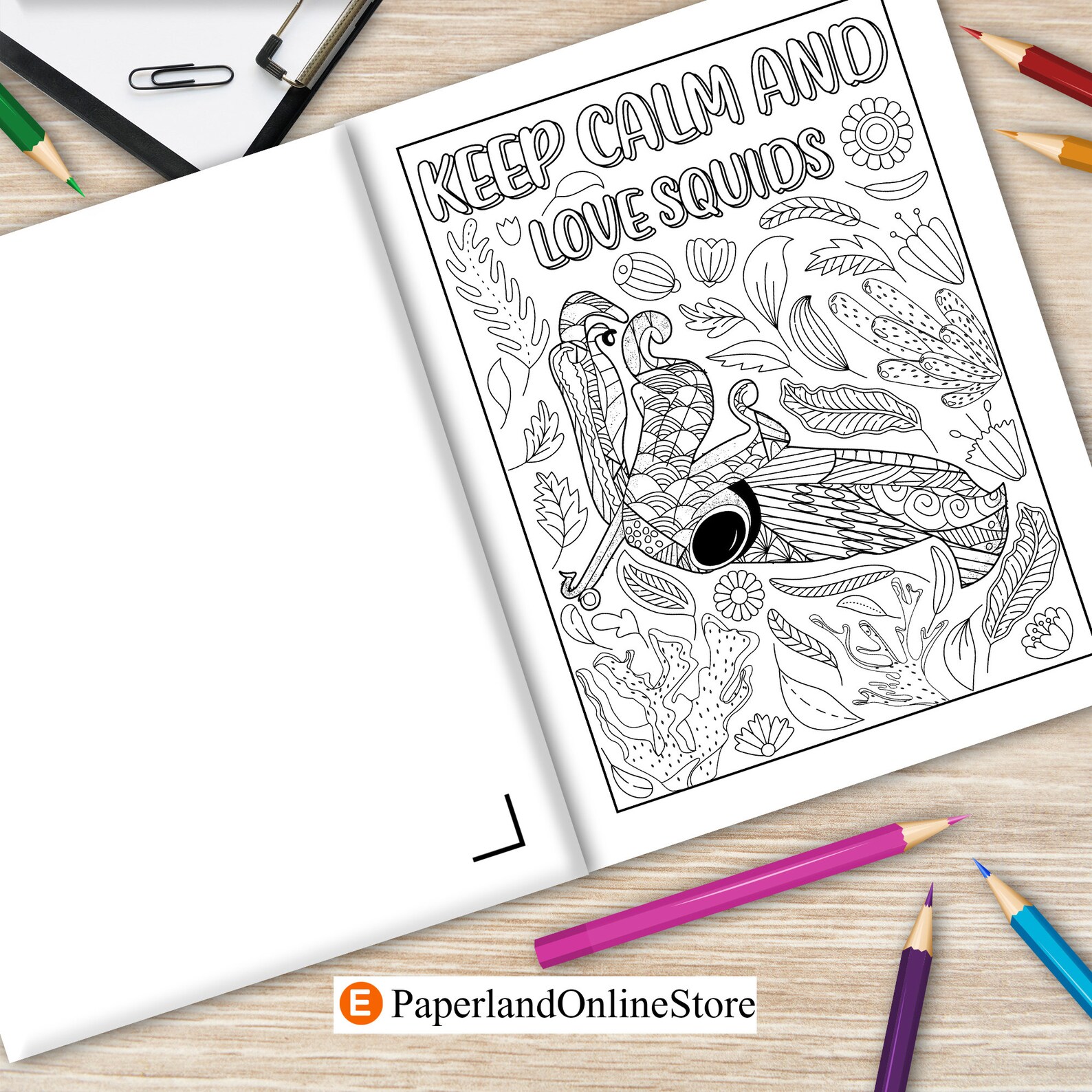 Squid Coloring Book Activity Coloring Books for Adults - Etsy
