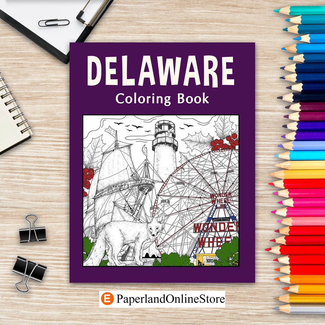 Delaware Coloring Book, Adult Coloring Page, Painting on USA States ...