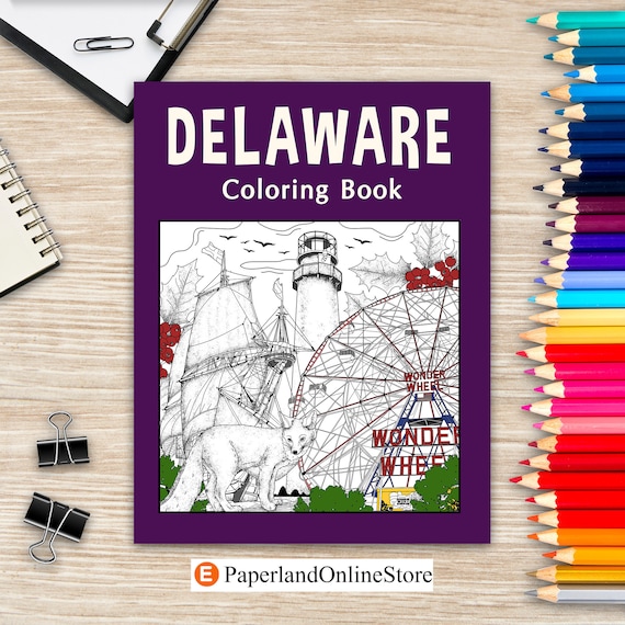 Delaware Coloring Book Adult Coloring Page Painting on USA - Etsy
