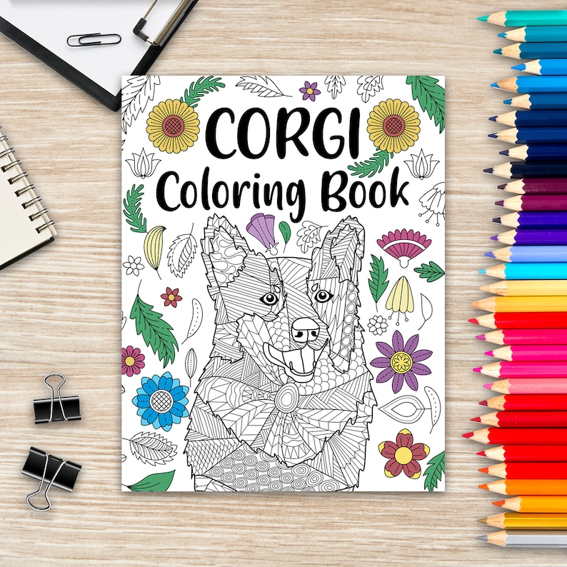 Corgi Coloring Book Adult Coloring Book Dog Lover Gift | Etsy