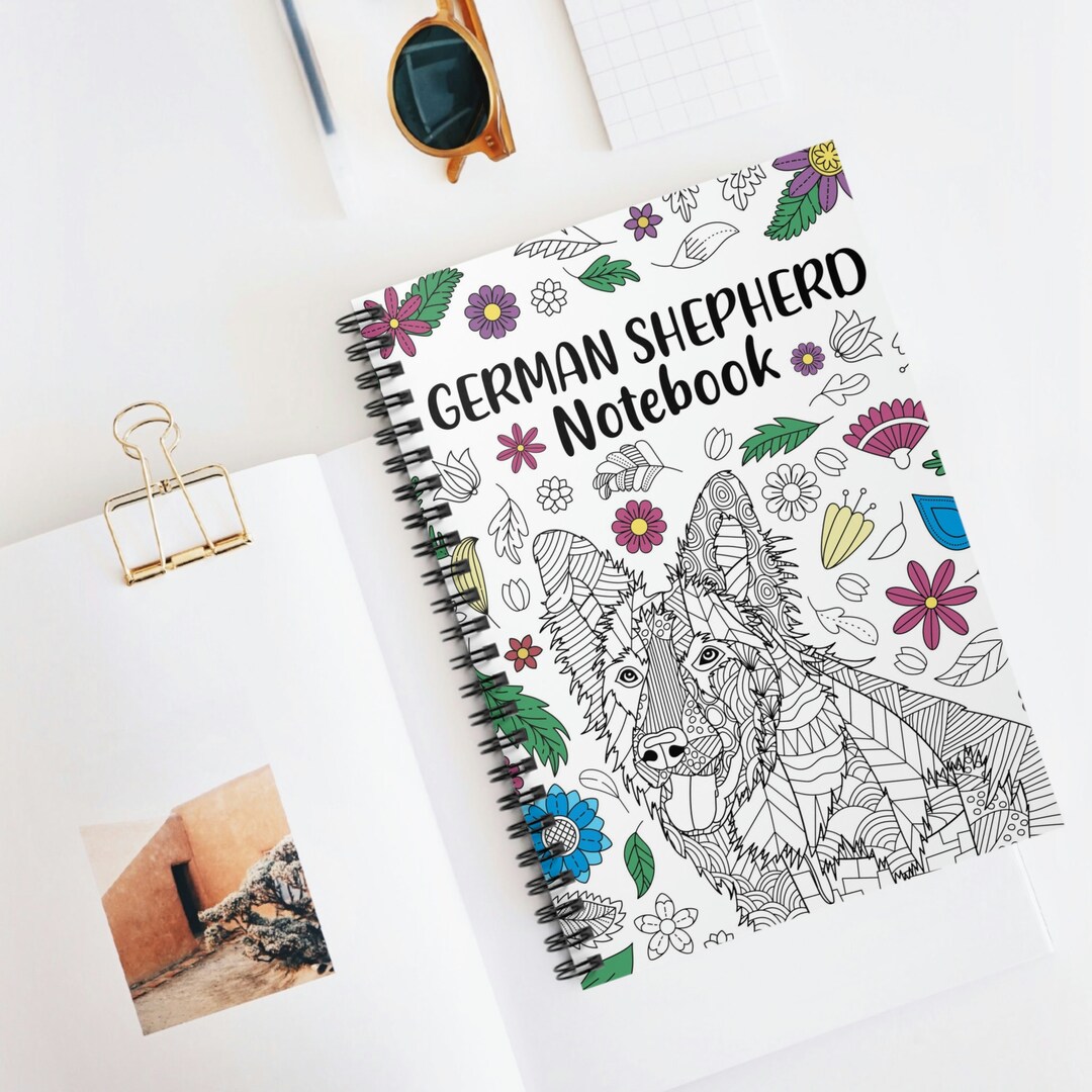 German Shepherd Spiral Notebook, Ruled Line, Personalized Coloring Dog ...