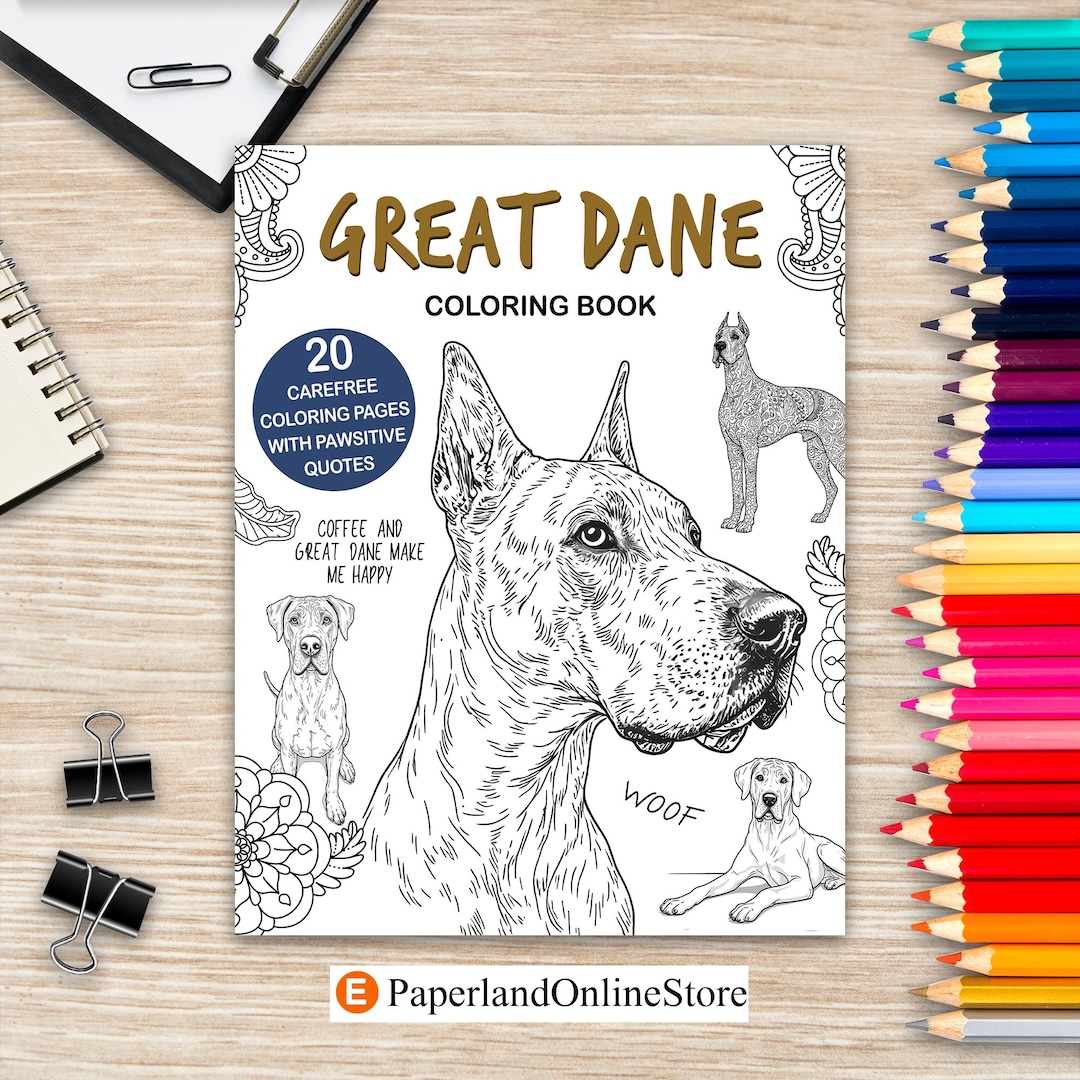 Great Dane Coloring, Creative Dog Designs, Unique Mandalas & Funny ...