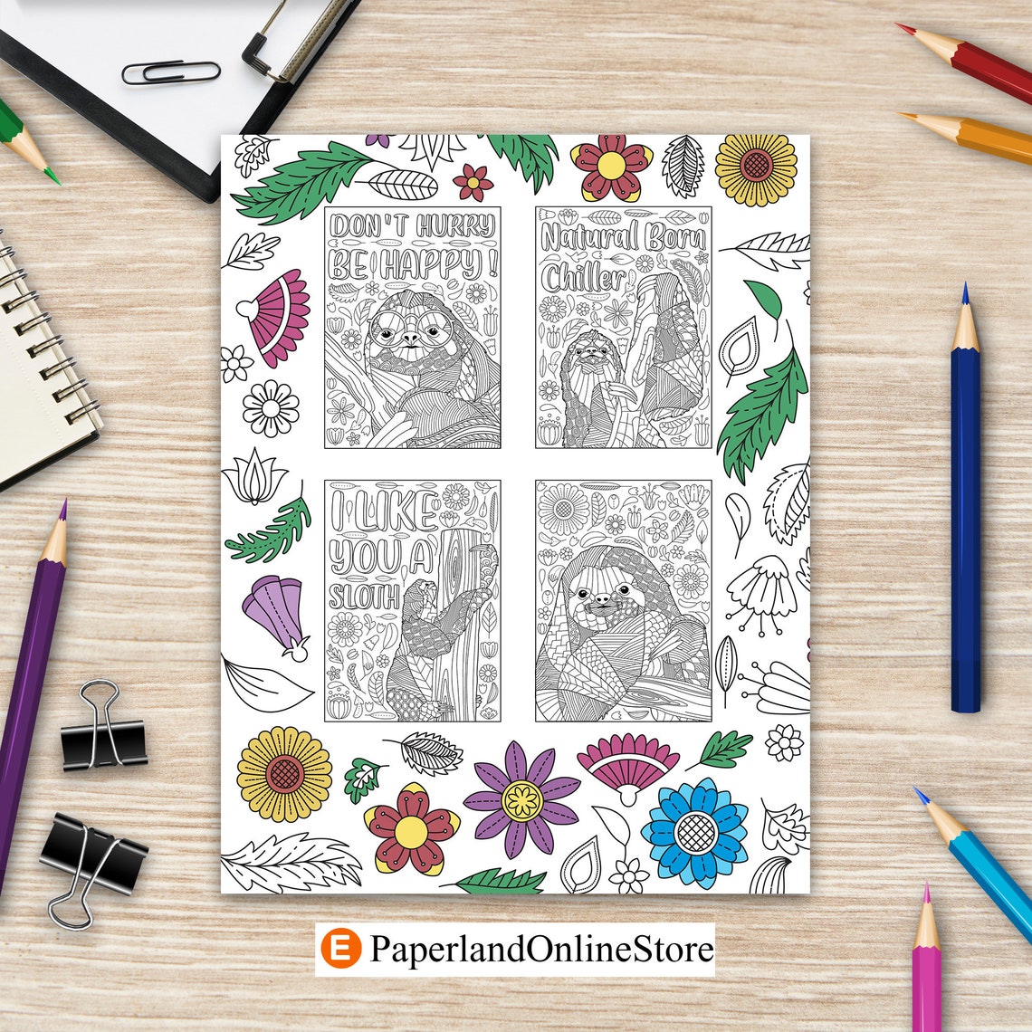 Sloth Coloring Book Adult Coloring Book Gifts for Sloth | Etsy