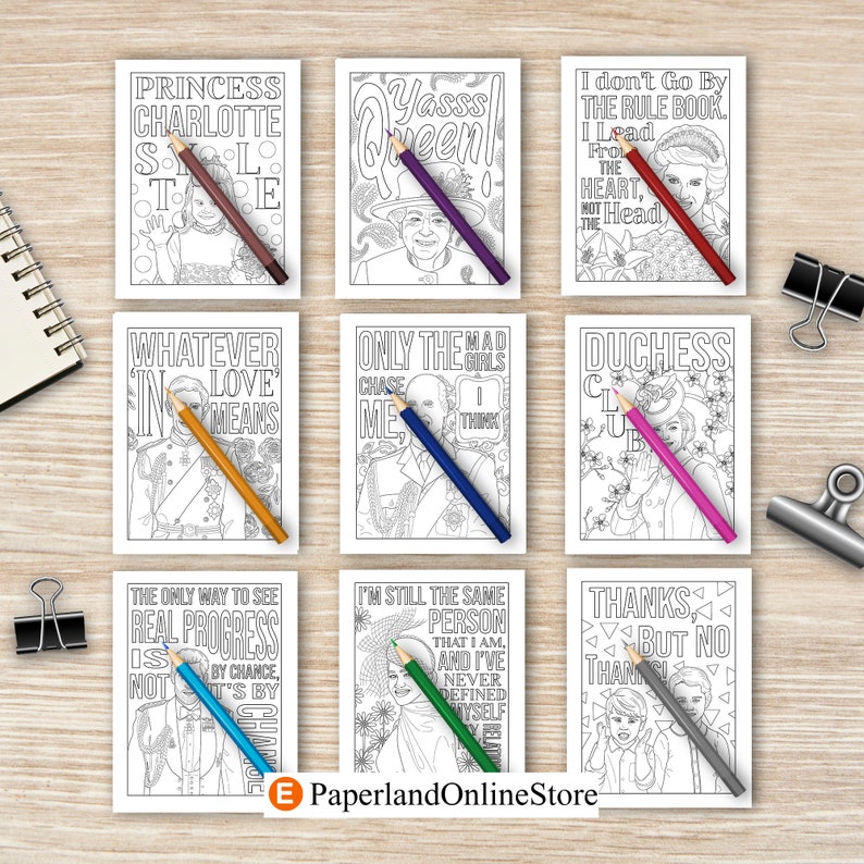 The Royal Family Inspired Coloring Book, Adult Coloring Book, Queen of ...