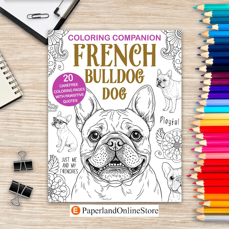 French Bulldog Coloring Book: Mandala Dog Illustrations, Fun Quotes - Etsy