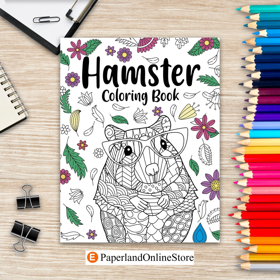 Hamster Coloring Book, Coloring Books for Adults, Gifts for Hamster ...