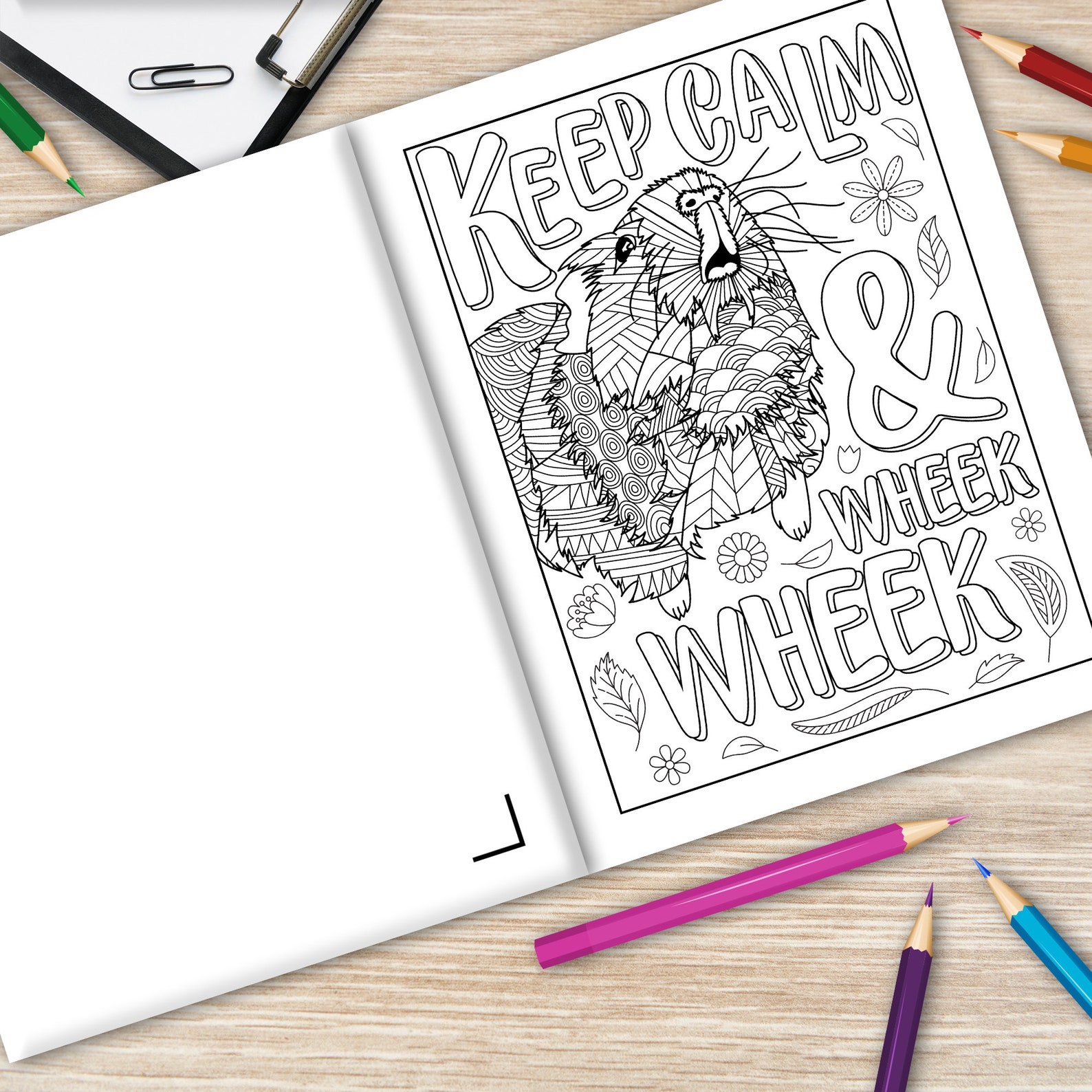 Guinea Pig Coloring Book Adult Coloring Book Cavy Owner - Etsy