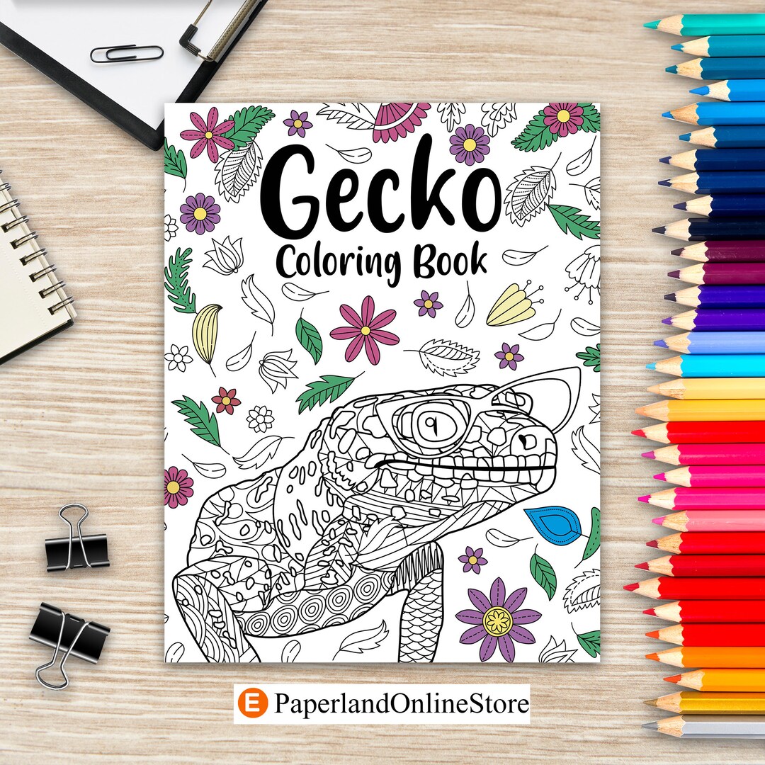 Gecko Coloring Book, Coloring Books for Adults, Gift for Painting Lover ...