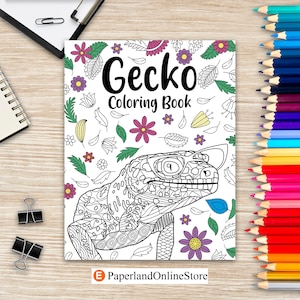 Gecko Coloring Book, Coloring Books for Adults, Gift for Painting Lover ...