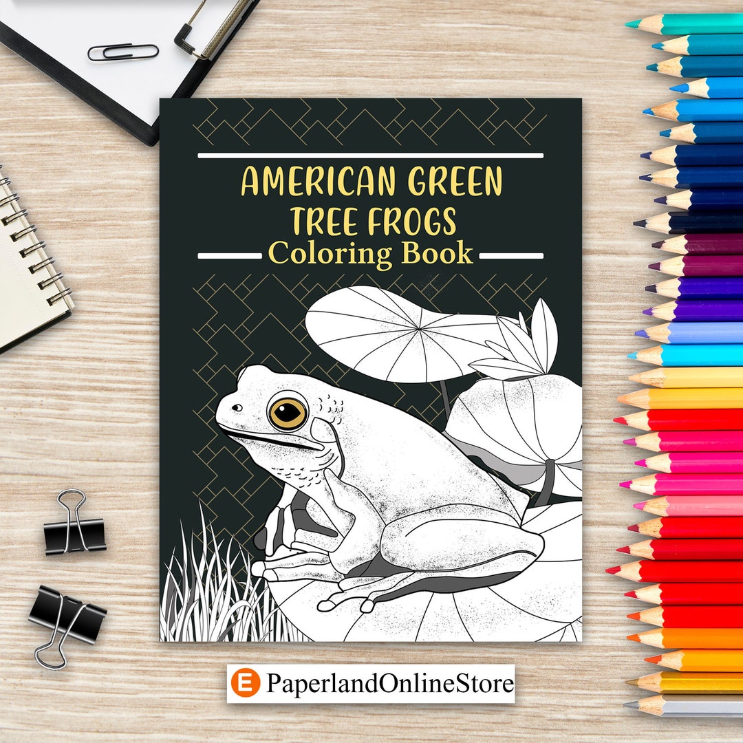 American Green Tree Frog Coloring Book: Adult Amphibian Designs - Etsy