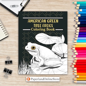 American Green Tree Frog Coloring Book: Adult Amphibian Designs - Etsy
