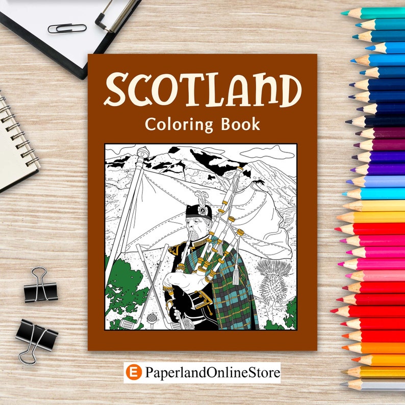 Scotland Coloring Book: Scottish Landmarks, Adult Coloring Page - Etsy