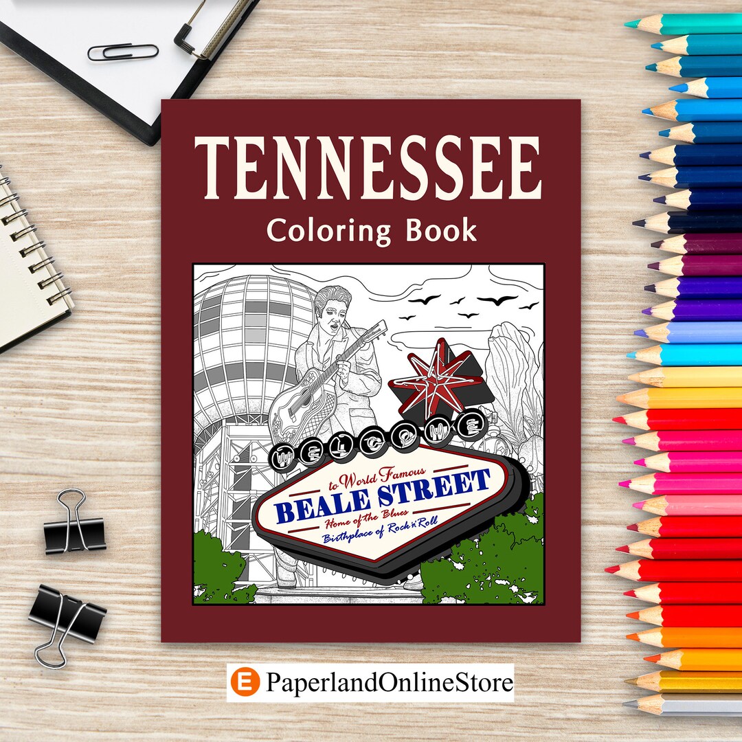 Tennessee Coloring Book, Adult Painting on USA States Landmarks and ...